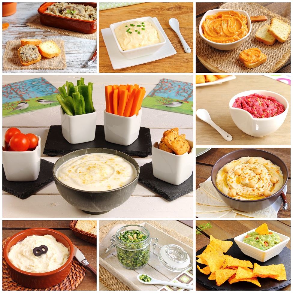 Collage of sauces, dips, pates and spreads – Cook Plate Fork